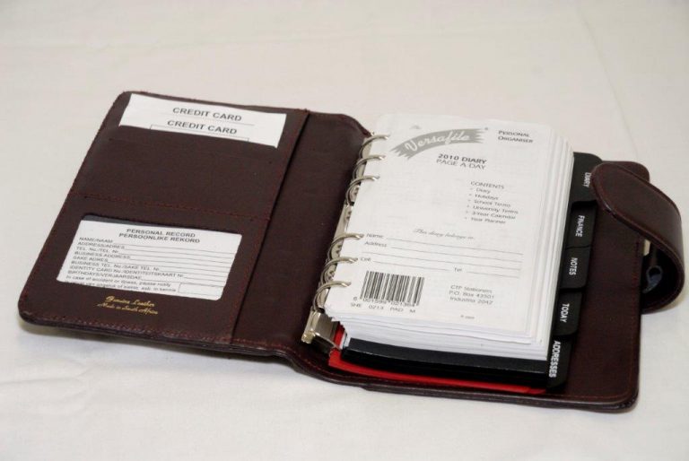 A6 Filo-Fax – Style 1161 | E. Baronos Leather Manufacturers